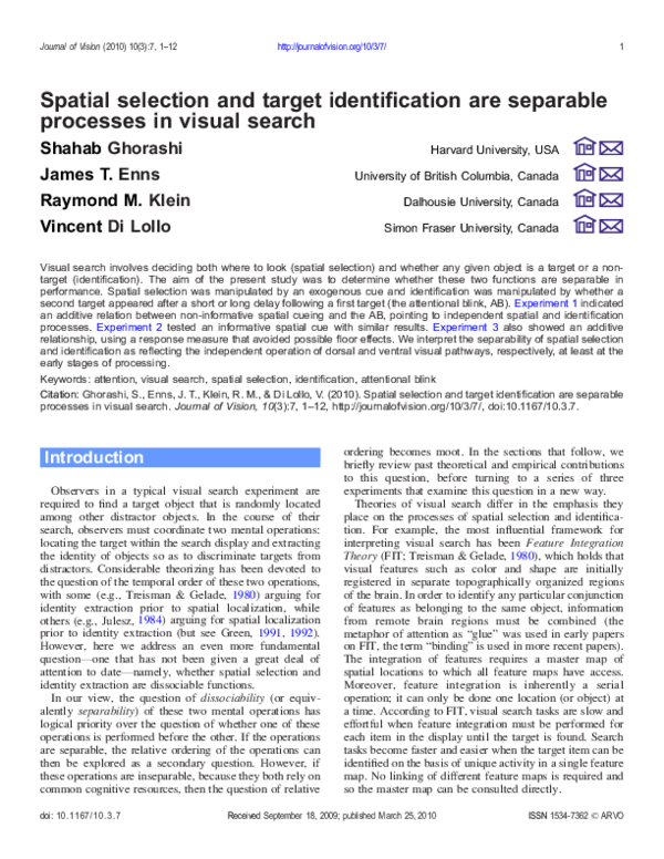 (PDF) Spatial selection and target identification are separable ...