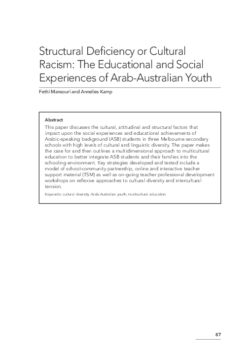 (PDF) Structural Deficiency or Cultural Racism: The Educational and ...