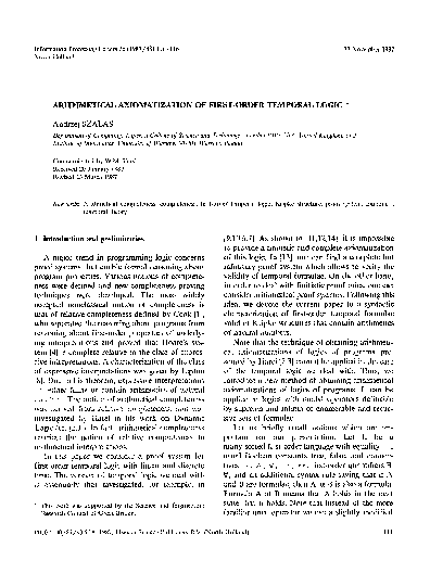 (PDF) Arithmetical axiomatization of first-order temporal logic