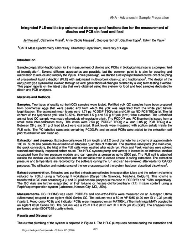 (PDF) Integrated PLE-multi step automated clean-up and fractionation for the measurement of ...