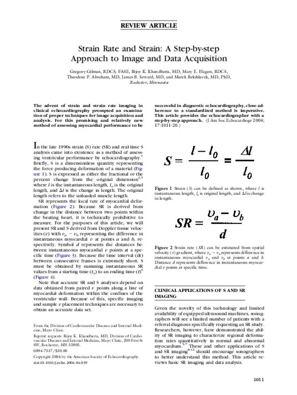 (PDF) Strain rate and strain: A step-by-step approach to image and data ...