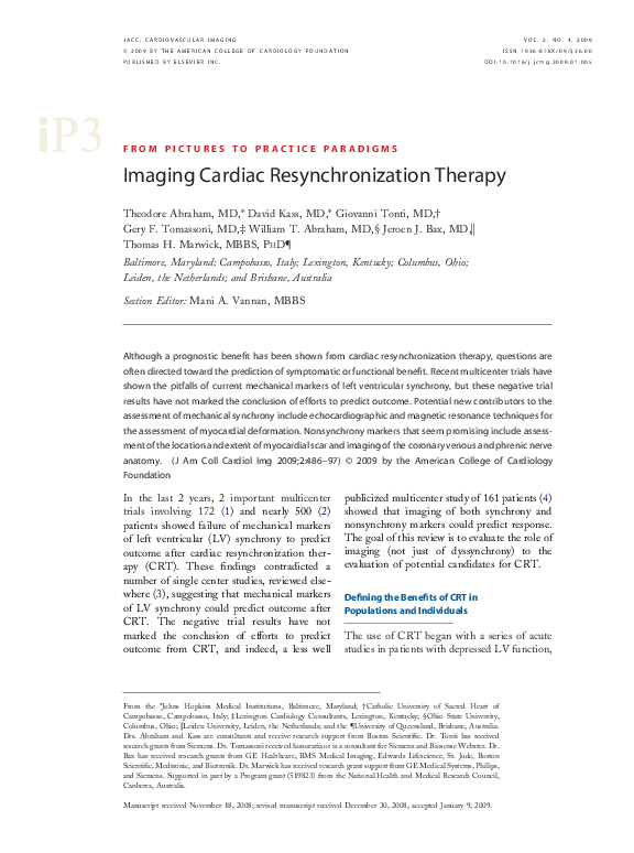 (PDF) Imaging cardiac resynchronization therapy