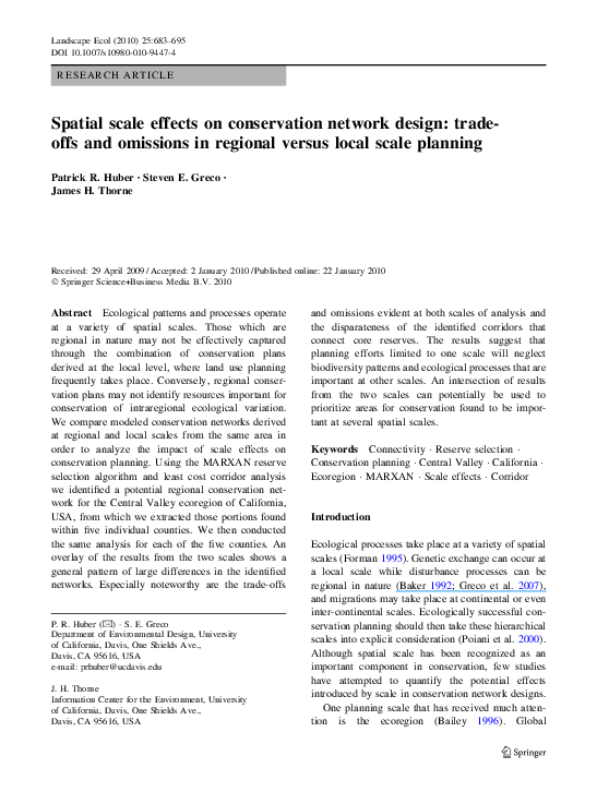 (PDF) Spatial scale effects on conservation network design: trade-offs ...