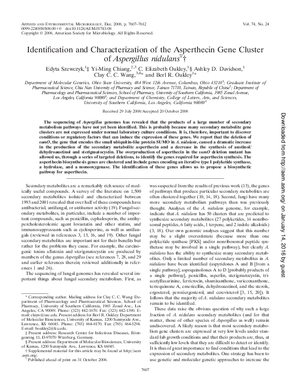 (PDF) Identification and characterization of Aspergillus-specific immune responses to diagnose ...