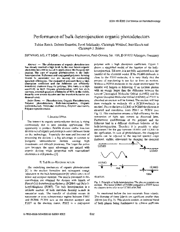 (PDF) Performance of bulk-heterojunction organic photodetectors
