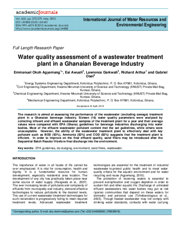 (PDF) BAREKESE WATER TREATMENT REPORT | Oppong Clifford Benjamin ...