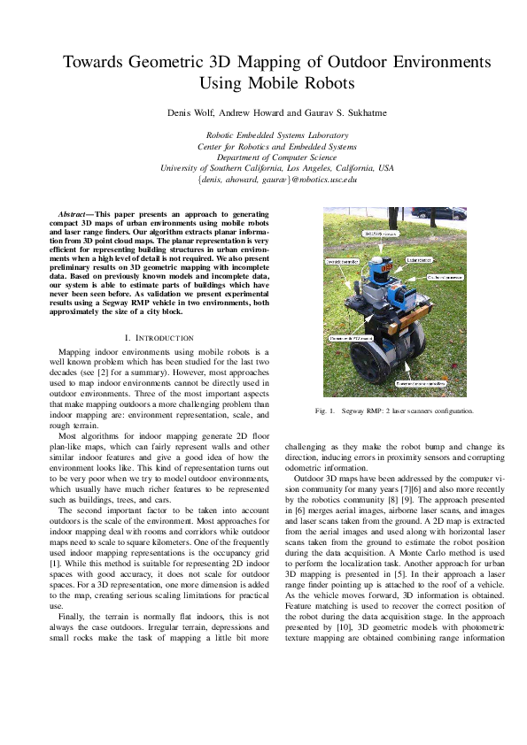 Pdf Towards Geometric 3d Mapping Of Outdoor Environments Using Mobile