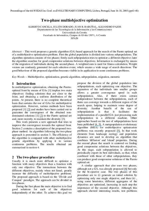 (PDF) Two-phase multiobjective optimization