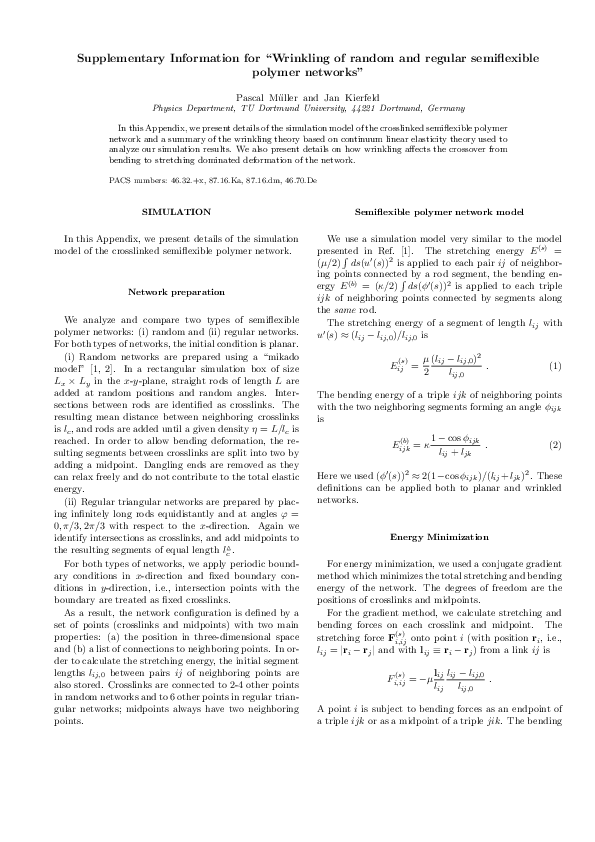(PDF) Supporting Material to "Wrinkling of random and regular semiflexible..." Mueller, Kierfeld ...