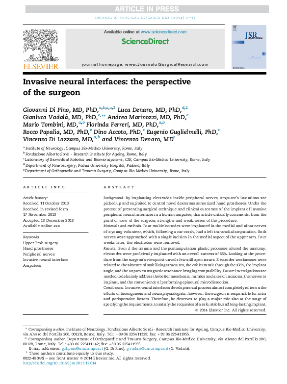 (PDF) Invasive neural interfaces: the perspective of the surgeon