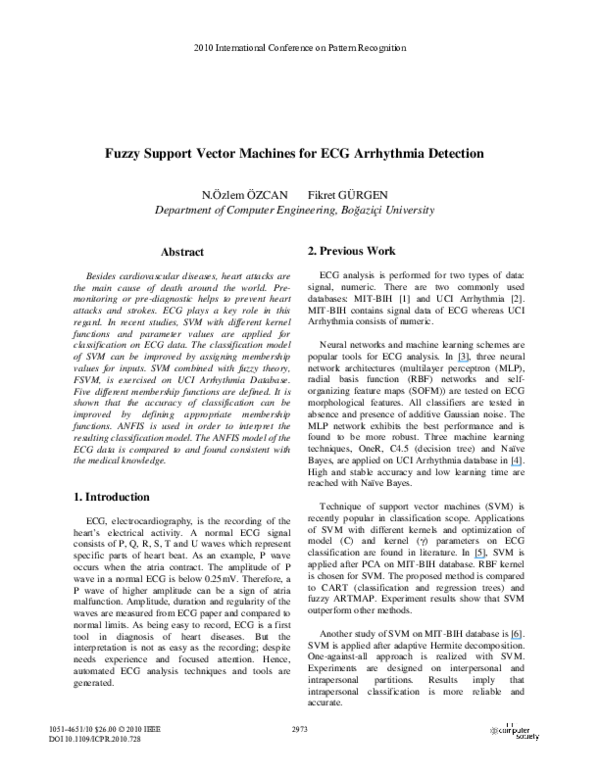 (PDF) Fuzzy Support Vector Machines for ECG Arrhythmia Detection