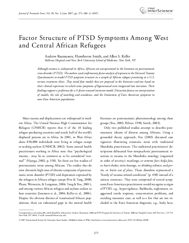 (PDF) Factor structure of PTSD symptoms among west and central African ...