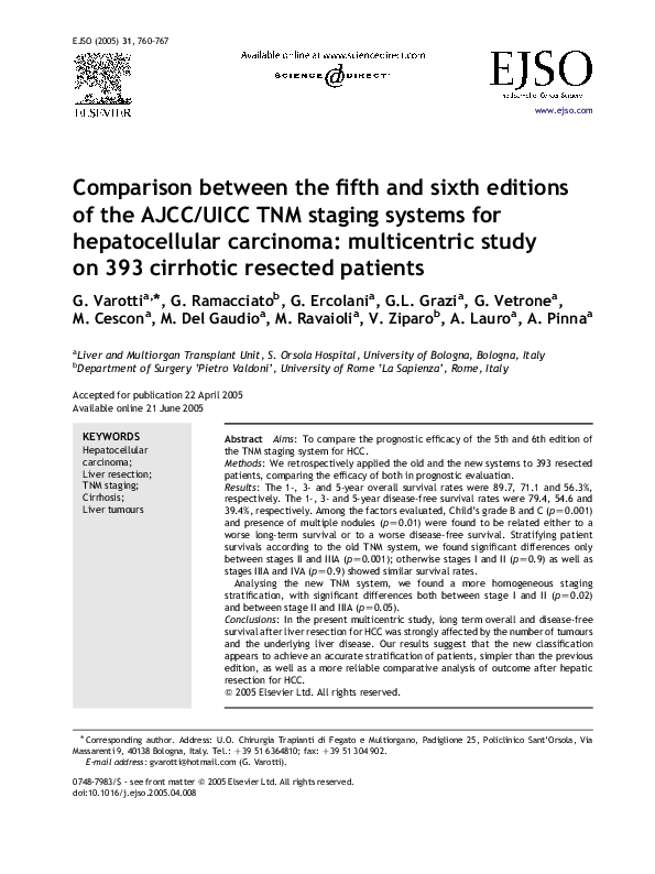 (PDF) Comparison between the fifth and sixth editions of the AJCC/UICC ...