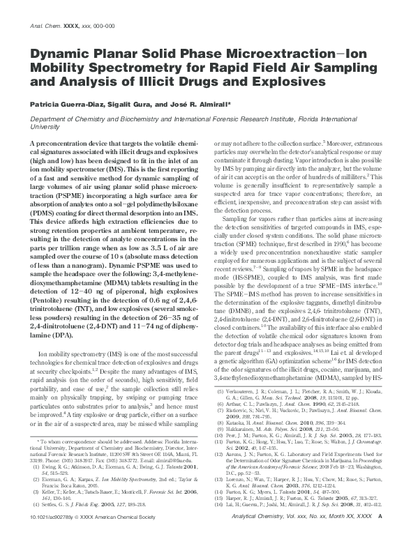(PDF) Dynamic Planar Solid Phase Microextraction−Ion Mobility Spectrometry for Rapid Field Air ...