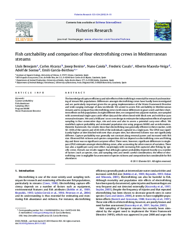 (PDF) Fish catchability and comparison of four electrofishing crews in ...