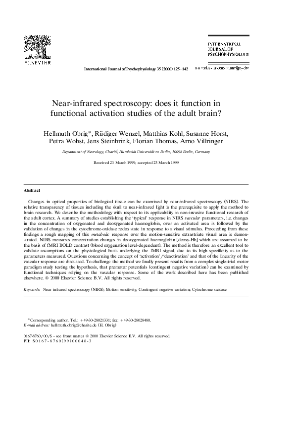 (PDF) Near-infrared spectroscopy: does it function in functional ...