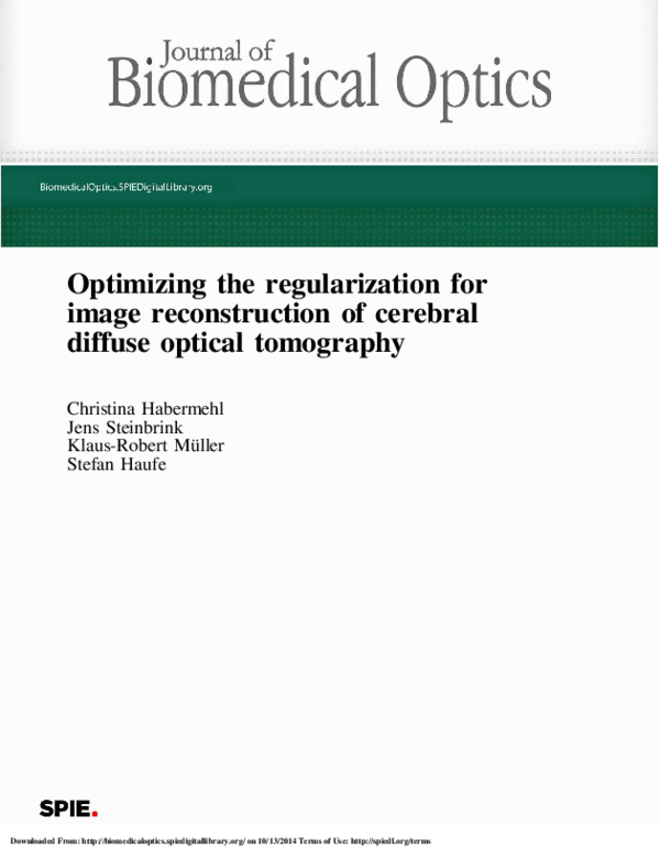 (PDF) Optimizing the regularization for image reconstruction of cerebral diffuse optical tomography