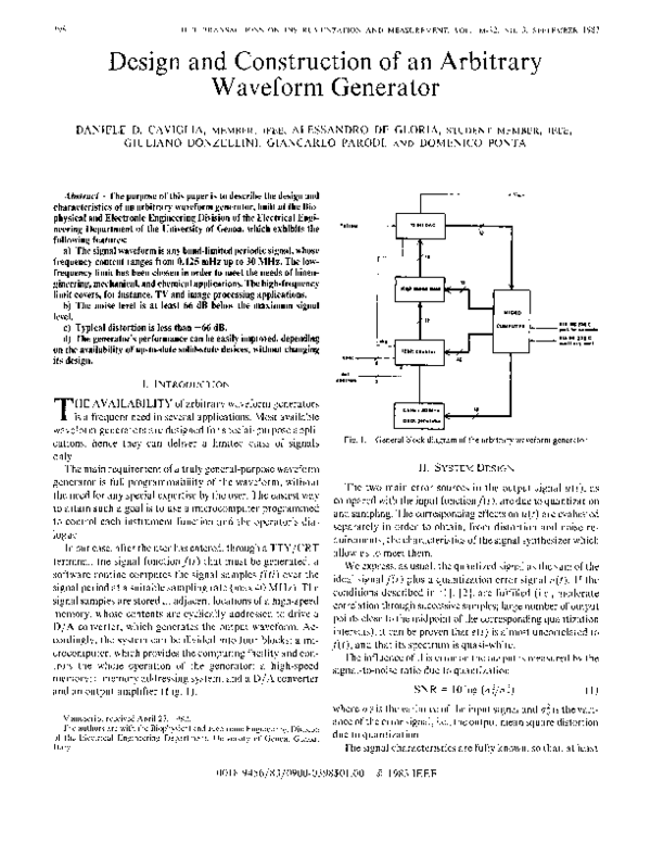 Pdf Design And Construction Of An Arbitrary Waveform Generator