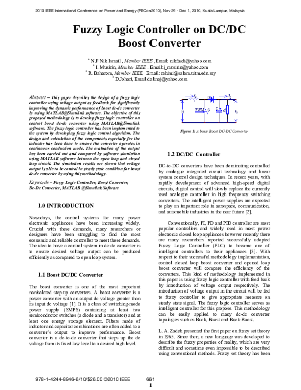 Pdf Fuzzy Logic Controller On Dcdc Boost Converter 
