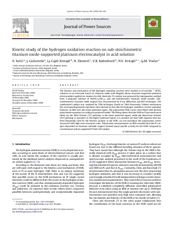 (PDF) The kinetics of the hydrogen oxidation reaction on WC/Pt catalyst with low content of Pt ...