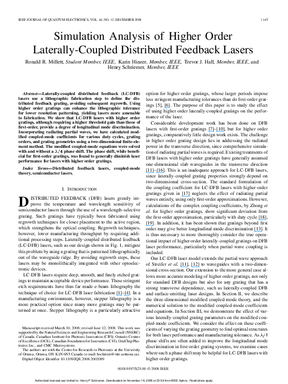 Pdf Simulation Analysis Of Higher Order Laterally Coupled Distributed