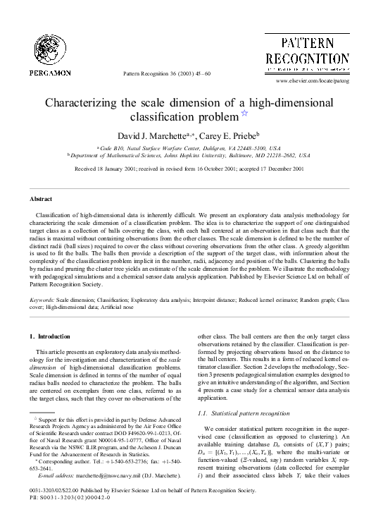 (PDF) Characterizing the scale dimension of a high-dimensional classification problem
