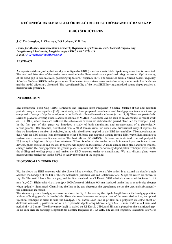 (PDF) Reconfigurable Metallodielectric Electromagnetic Band Gap (Ebg ...