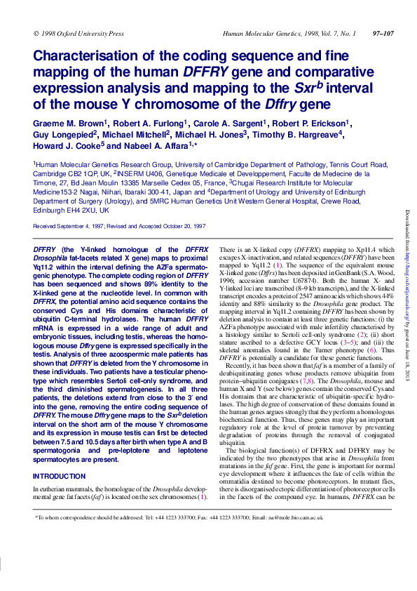 (PDF) Characterisation of the coding sequence and fine mapping of the ...