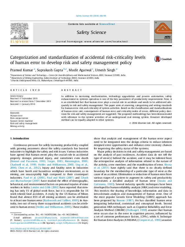 (PDF) Categorization and standardization of accidental risk-criticality ...