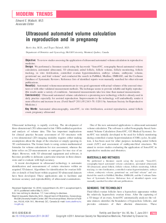 (PDF) Ultrasound automated volume calculation in reproduction and in ...