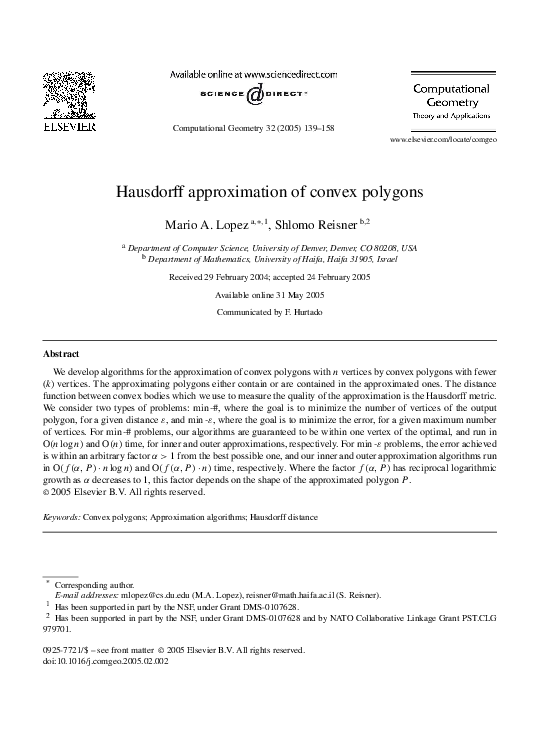 (PDF) Hausdorff approximation of convex polygons