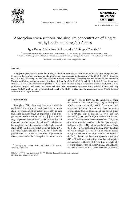 Pdf Absorption Cross Sections And Absolute Concentration Of Singlet