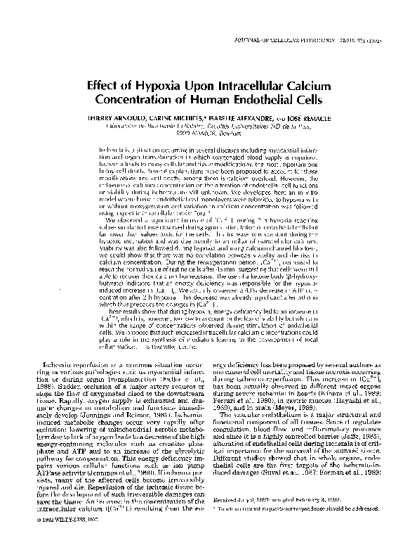 (PDF) Effect of hypoxia upon intracellular calcium concentration of ...