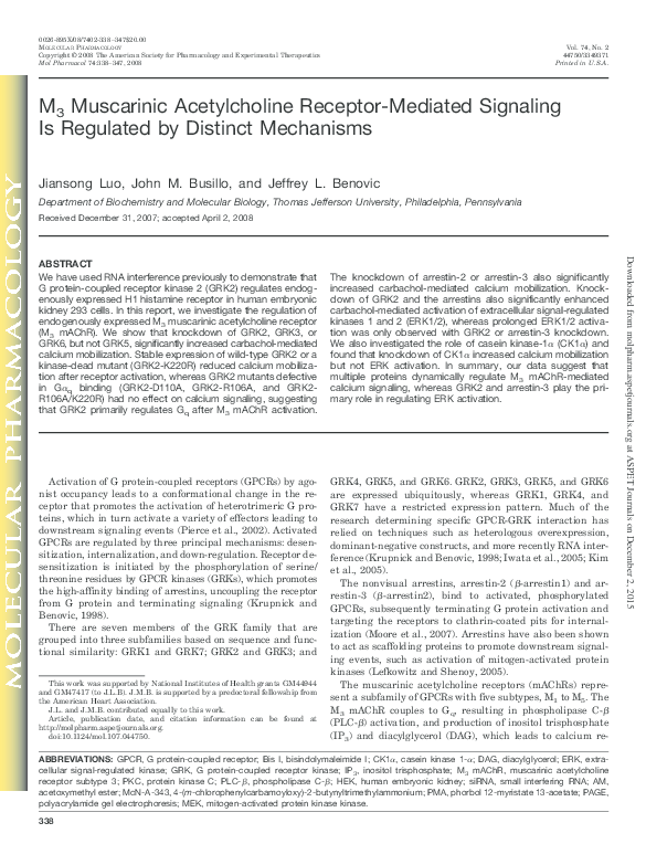 (PDF) M3 Muscarinic Acetylcholine Receptor-Mediated Signaling Is ...
