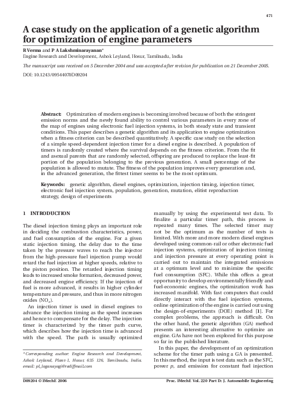 (PDF) A case study on the application of a genetic algorithm for ...
