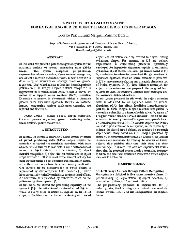 Pdf A Pattern Recognition System For Extracting Buried Object