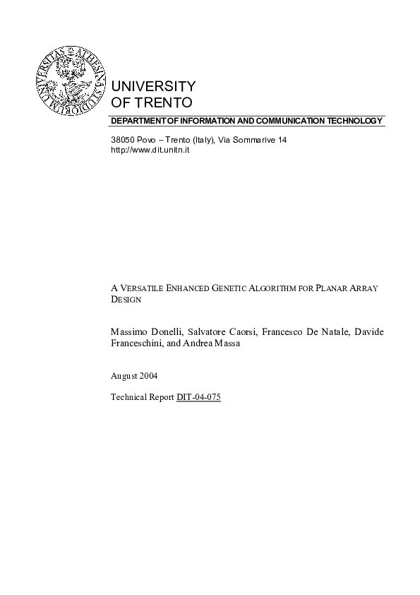 Pdf A Versatile Enhanced Genetic Algorithm For Planar Array Design