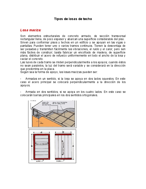(DOC) Tipos de losas de techo Losa maciza