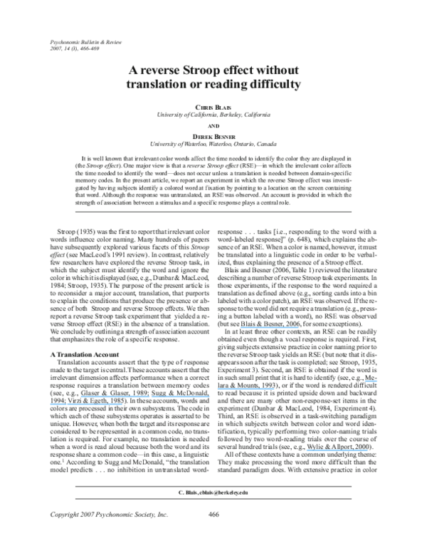 (PDF) Stroop Effect | Colin Macleod - Academia.edu