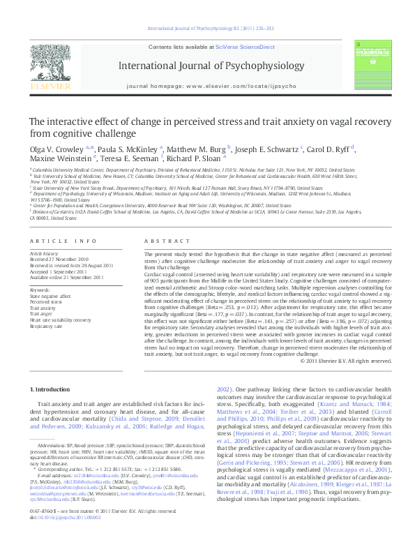 (PDF) The interactive effect of change in perceived stress and trait ...