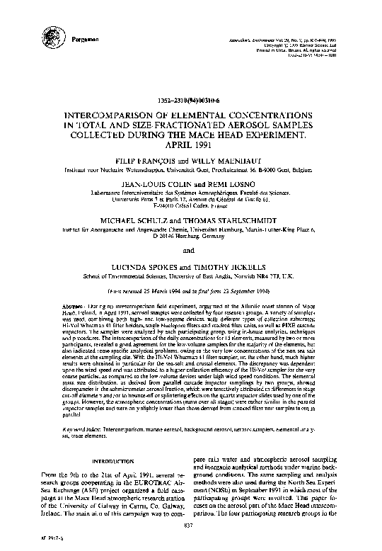 (PDF) Intercomparison of elemental concentrations in total and size-fractionated aerosol samples ...