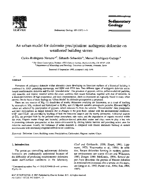 (PDF) An urban model for dolomite precipitation: authigenic dolomite on ...