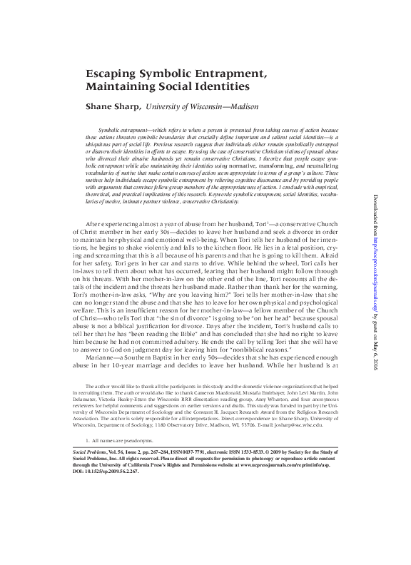 (PDF) Escaping Symbolic Entrapment, Maintaining Social Identities