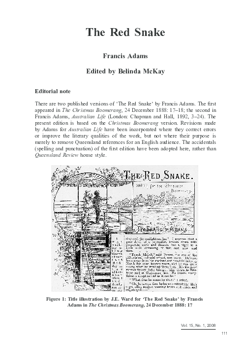 'The Red Snake' by Francis Adams, edited by Belinda McKay