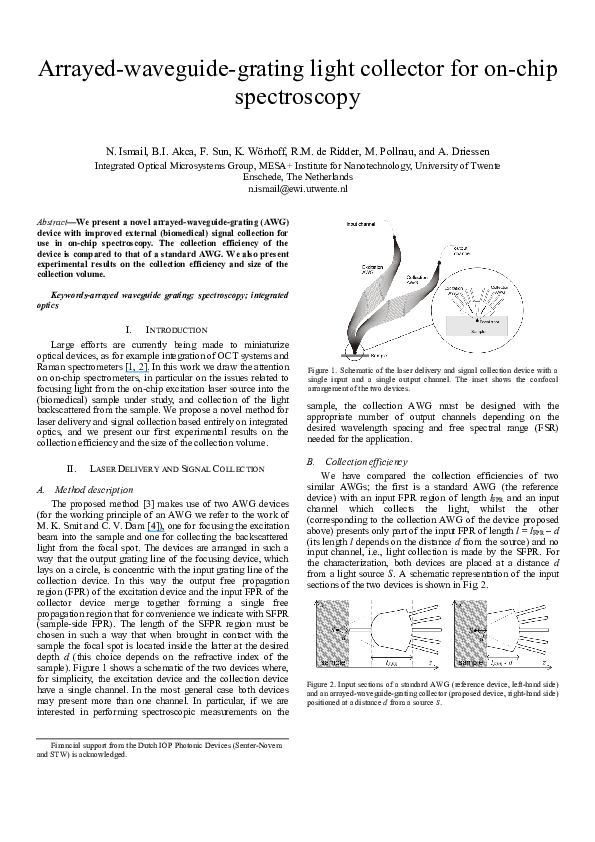 (PDF) Arrayed-waveguide-grating light collector for on-chip spectroscopy