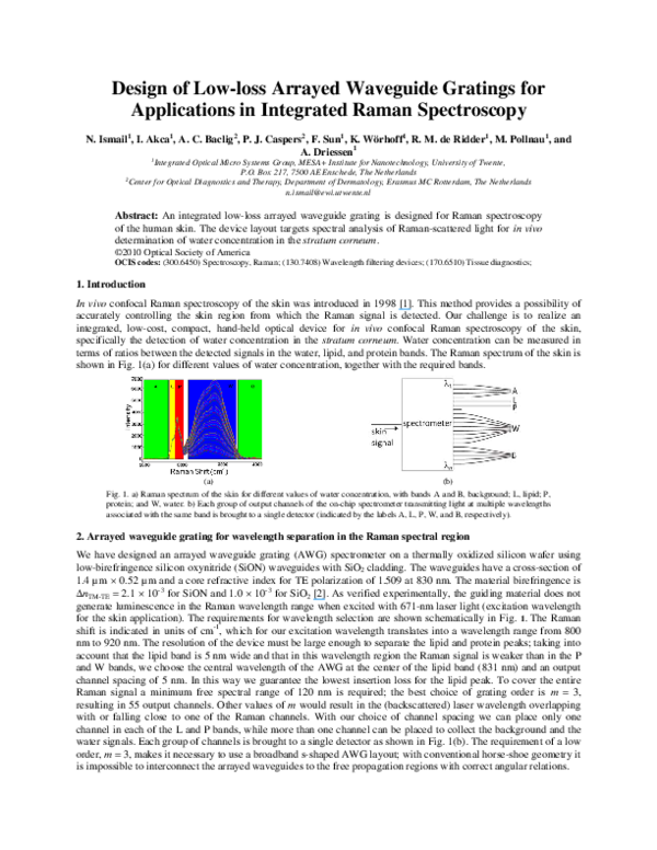 (PDF) Design of Low-loss Arrayed Waveguide Gratings for Applications in Integrated Raman ...