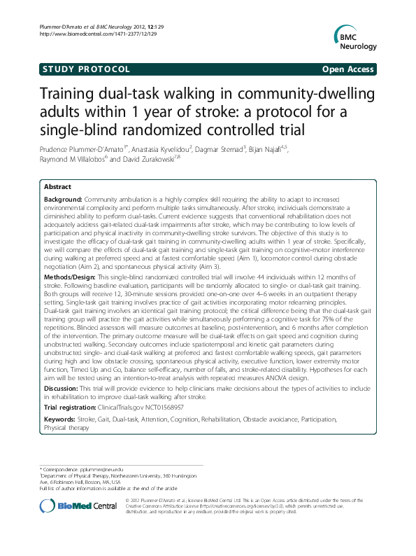 (PDF) Training dual-task walking in community-dwelling adults within 1 ...