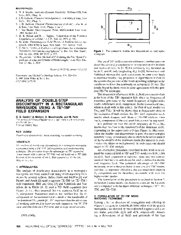 Pdf Analysis Of Double‐step Discontinuity In A Rectangular Waveguide