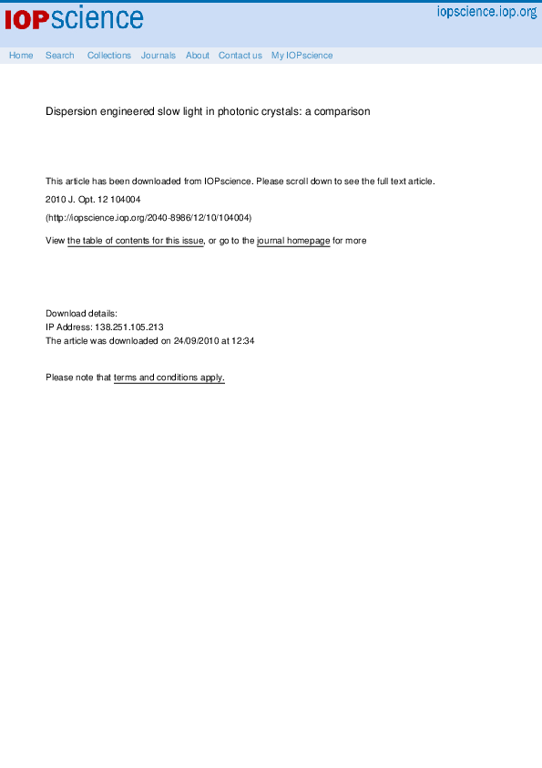 (PDF) Dispersion engineered slow light in photonic crystals: a comparison