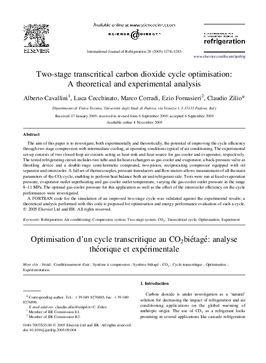 (PDF) Two-stage transcritical carbon dioxide cycle optimisation: A ...